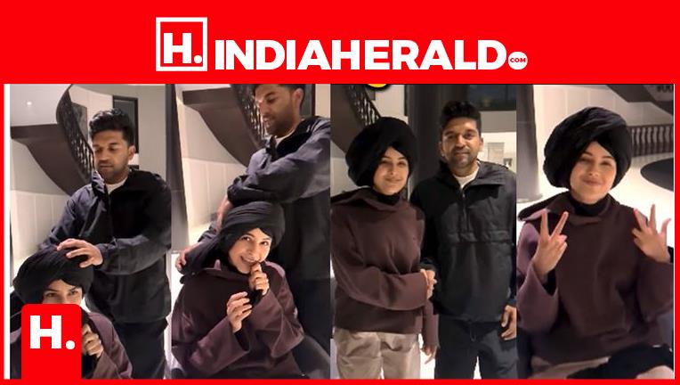 Shehnaz Gill seen wearing a turban from Guru Randhawa’s hand