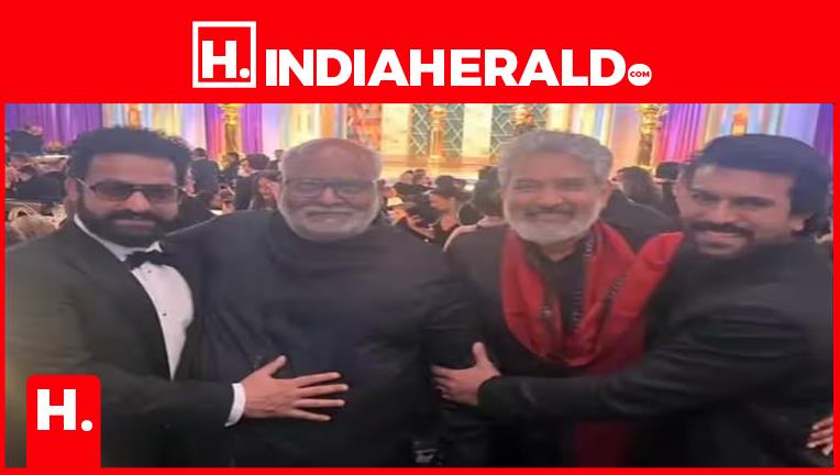 Victory flag planted on the world stage.. RRR team celebra