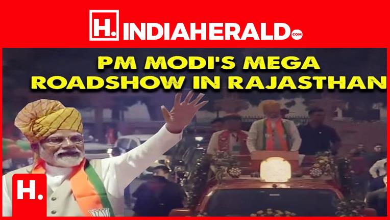 Prime Minister Modi s grand road show in Rajasthan..