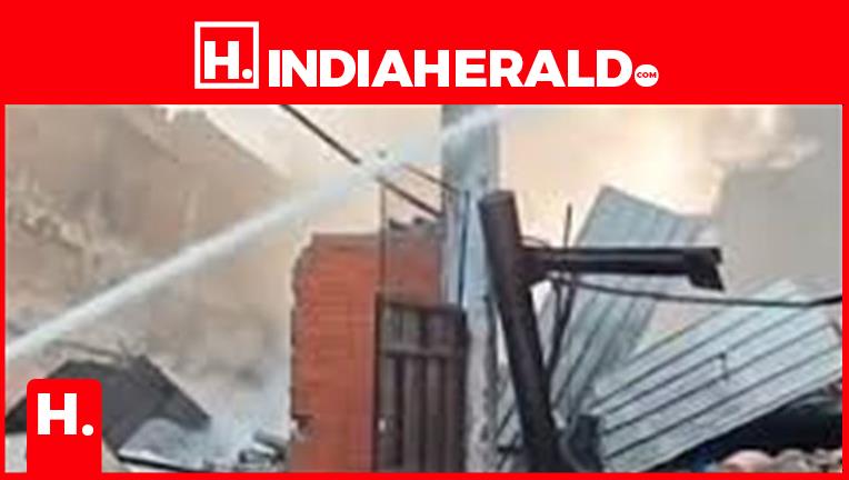 Massive fire building collapsed due to strong blast