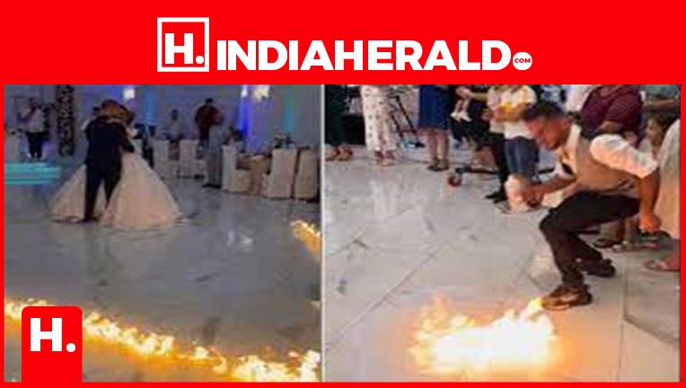 Video: Friends set fire on the wedding stage...